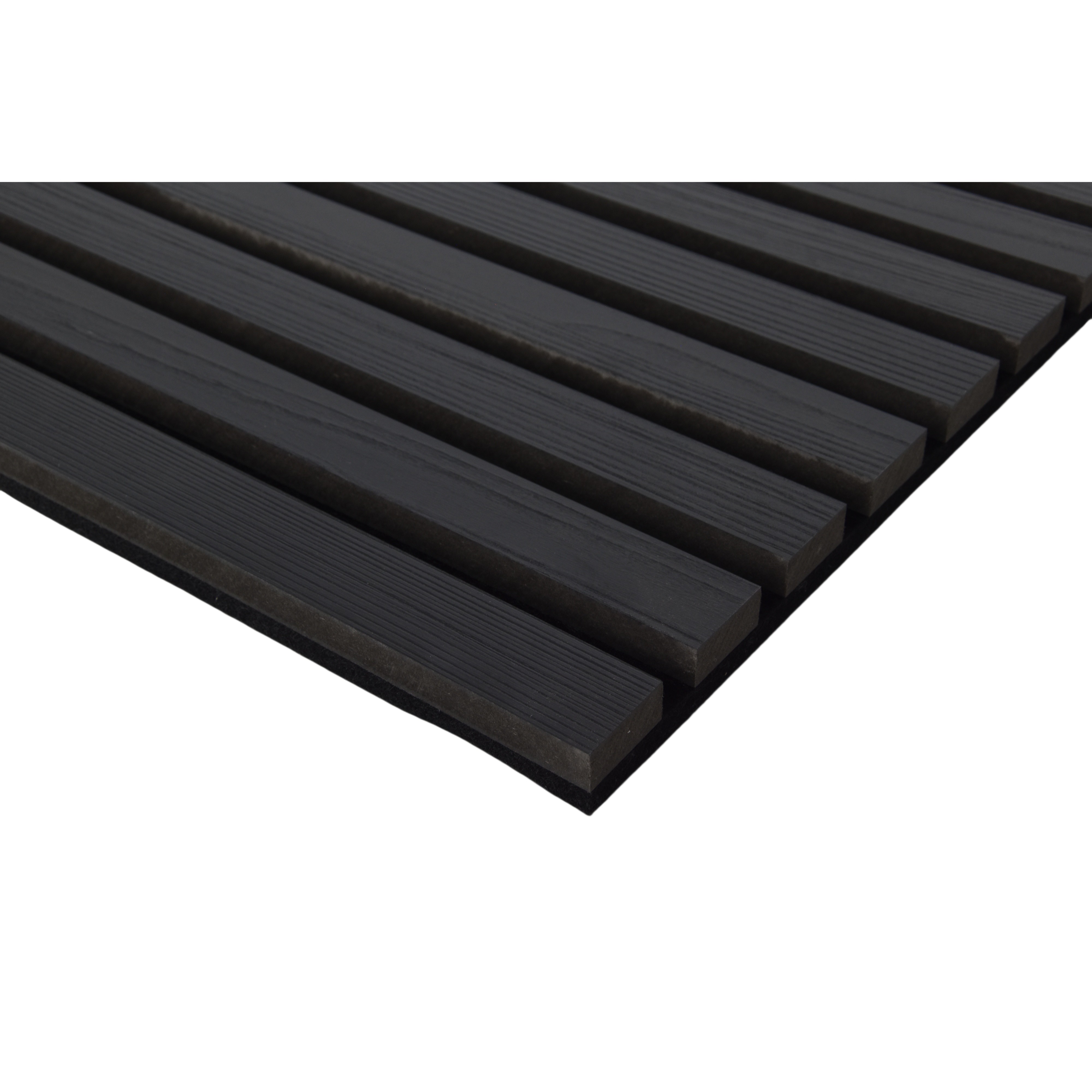 Black Color Acoustic Wood Slat Panels Polyester Fiber MDF For Hotel Decor