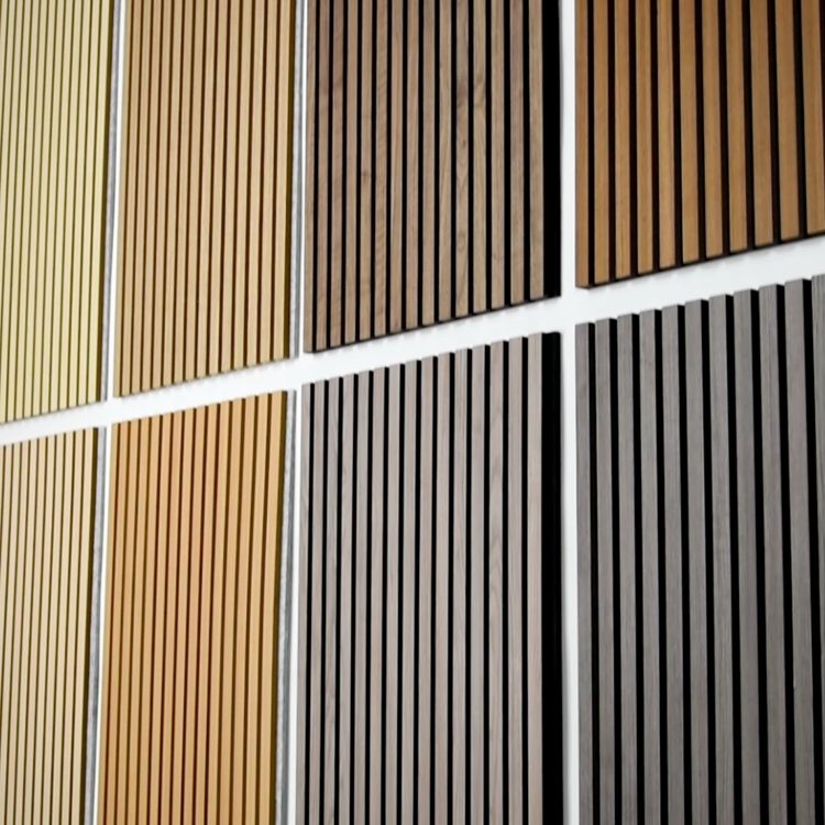 Veneer Wood Slat Acoustic Wood Panels For Walls Soundproof Banding ...