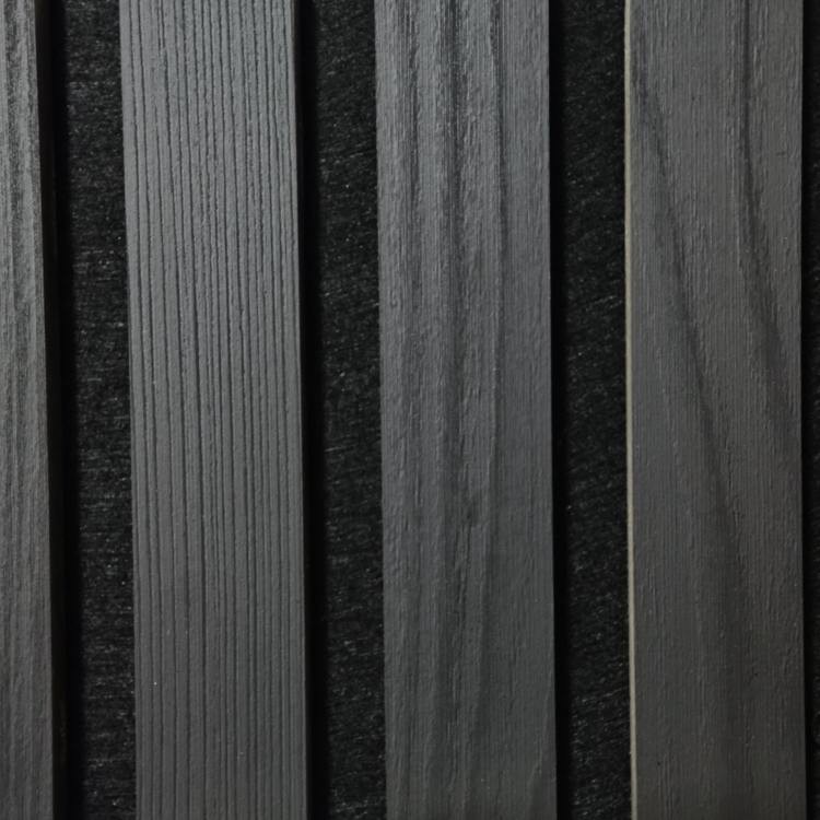 Black Color Acoustic Wood Slat Panels Polyester Fiber MDF For Hotel Decor